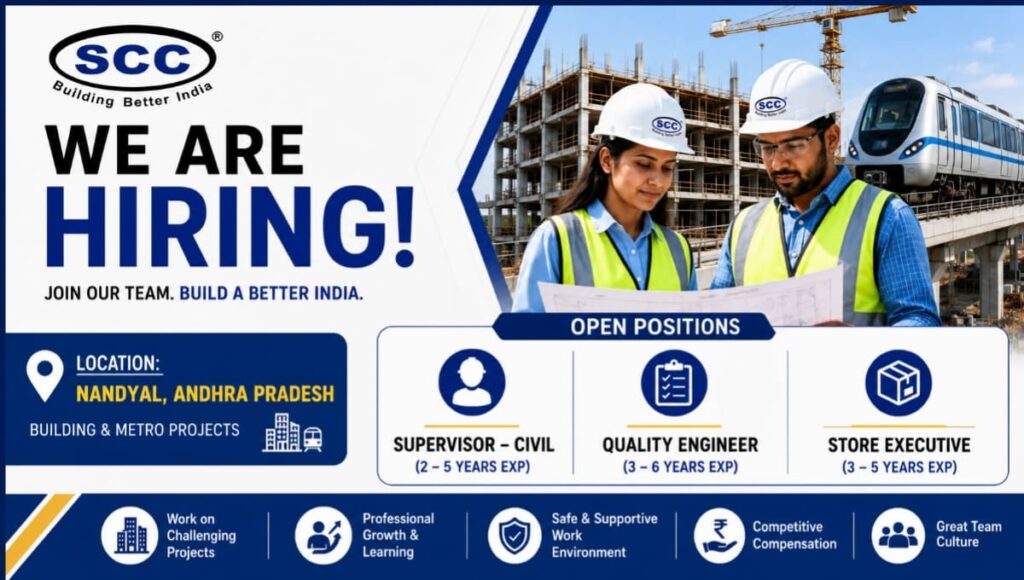 SCC Infrastructure Job Vacancy 2026 | For Building & Metro Projects ...