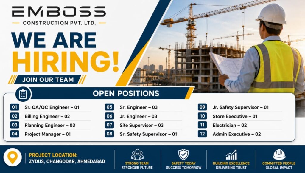 Emboss Construction Pvt Ltd Recruitment 2026 | Multiple Engineering ...